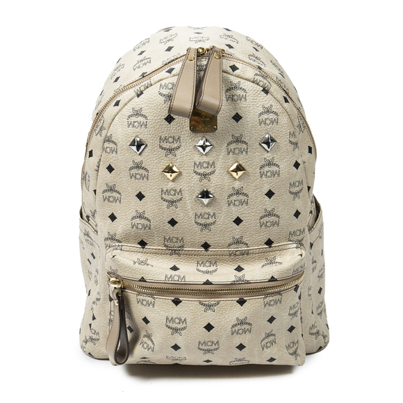 MCM | Bags | Large Front Stark Studded Backpack In Beige Visetos Coated ...